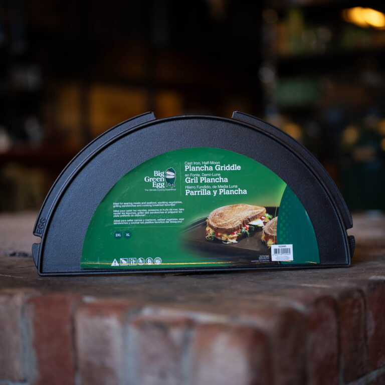 Big Green Egg Half Moon Cast Iron Plancha Griddle XL | Black and Blue BBQ