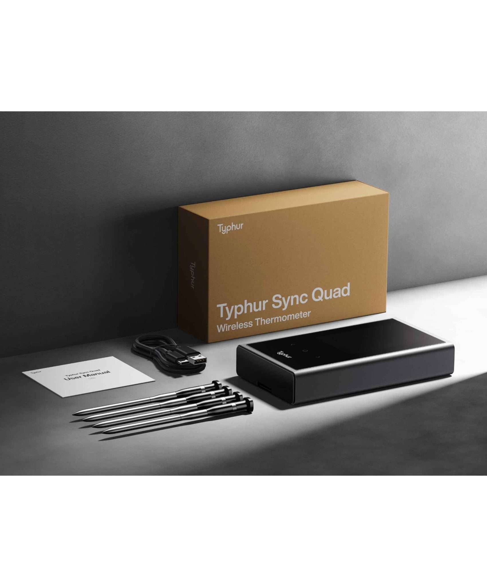Typhur Sync Quad Draadloze BBQ Thermometer | Black and Blue BBQ